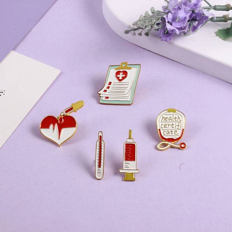 Doctors-Nurses-Medical-Enamel-Pin-Stethoscope-Syringe-Thermometer ...