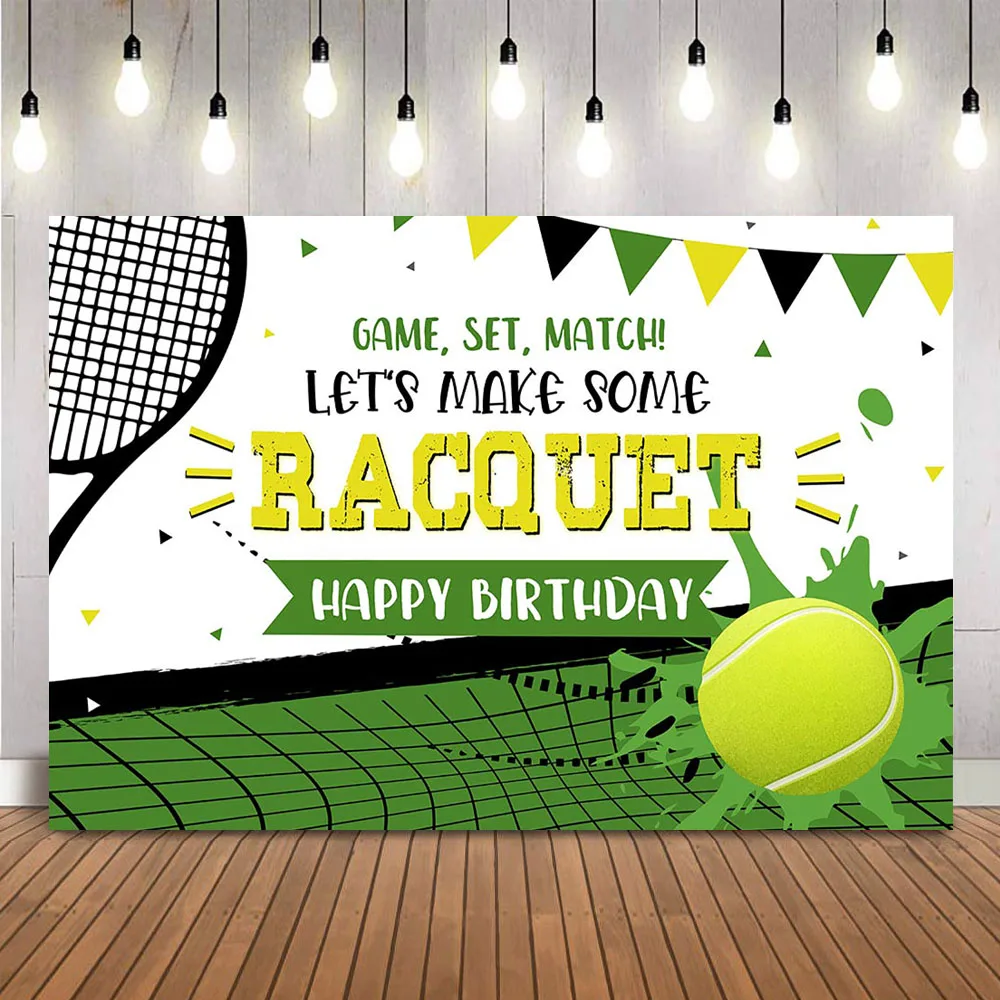 Tennis-Balls-Happy-Birthday-Backdrop-for-Party-Decoration-Racquet-Net ...