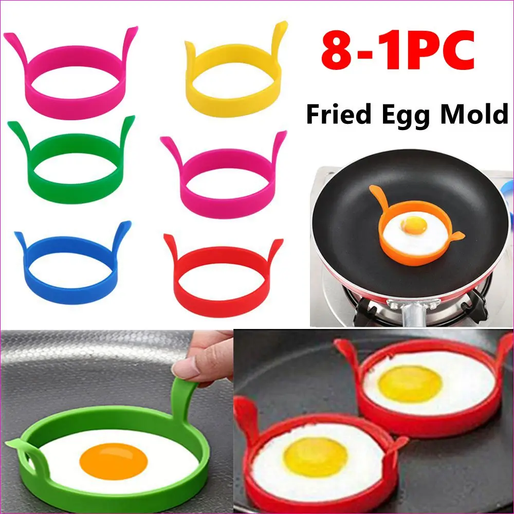 8X Silicone Ring Fried Egg Mold Nonstick Pancake Ring Molds Heat ...