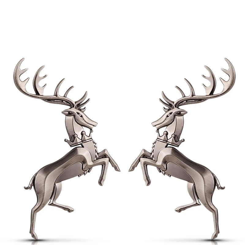 1 Pair 3D Metal Deer Stag Badge Car Emblem Side Fender Car Stickers For ...