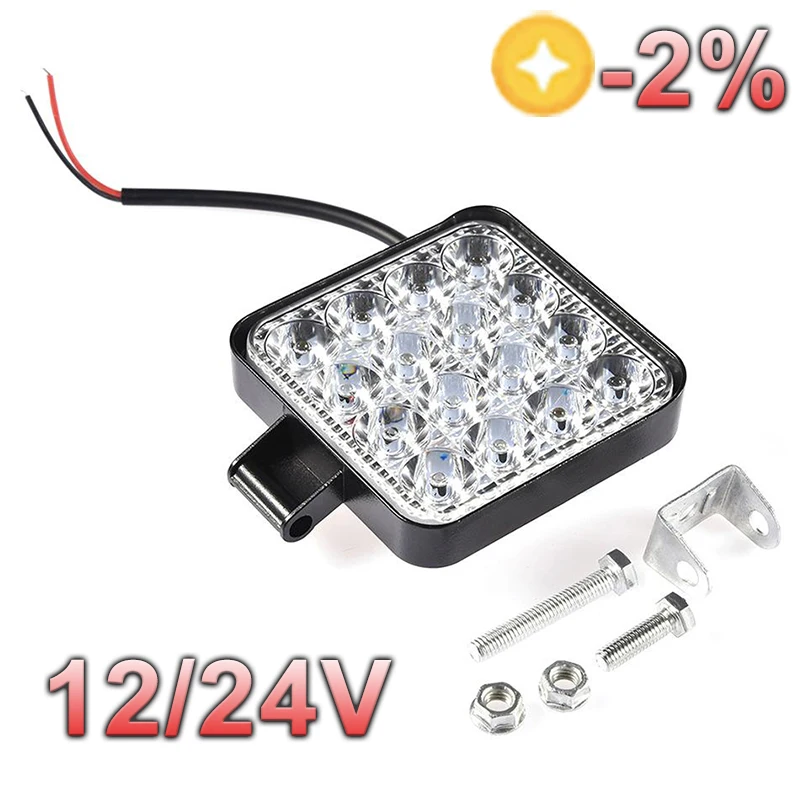 12V-24V-Waterproof-Led-Work-Light-Bar-Square-Spotlight-48W-Work-Light ...