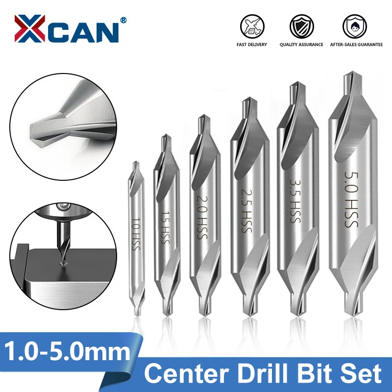 XCAN-HSS-Combined-Center-Drills-60-Degree-Countersinks-Angle-Bit-Set-1 ...