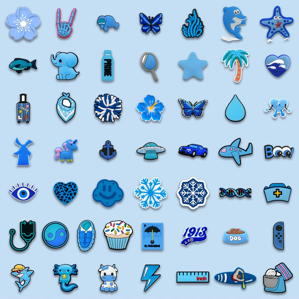 50-100pcs-PVC-All-Blue-Sea-Animals-Plants-Charms-Shoe-Decorations-Pins ...