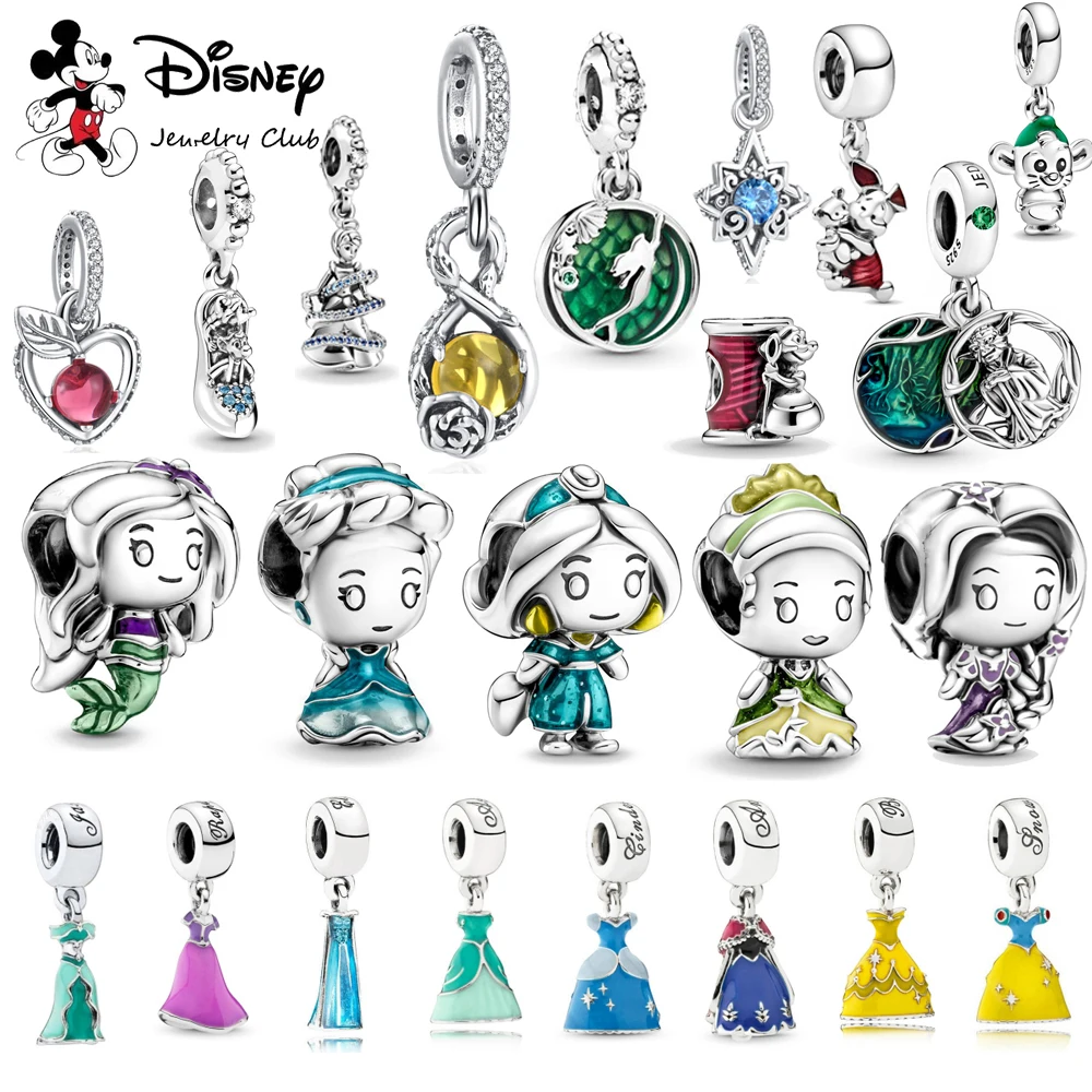 New-925-Sterling-Silver-Disney-Mermaid-Princess-Elsa-dress-Charms-Bead ...