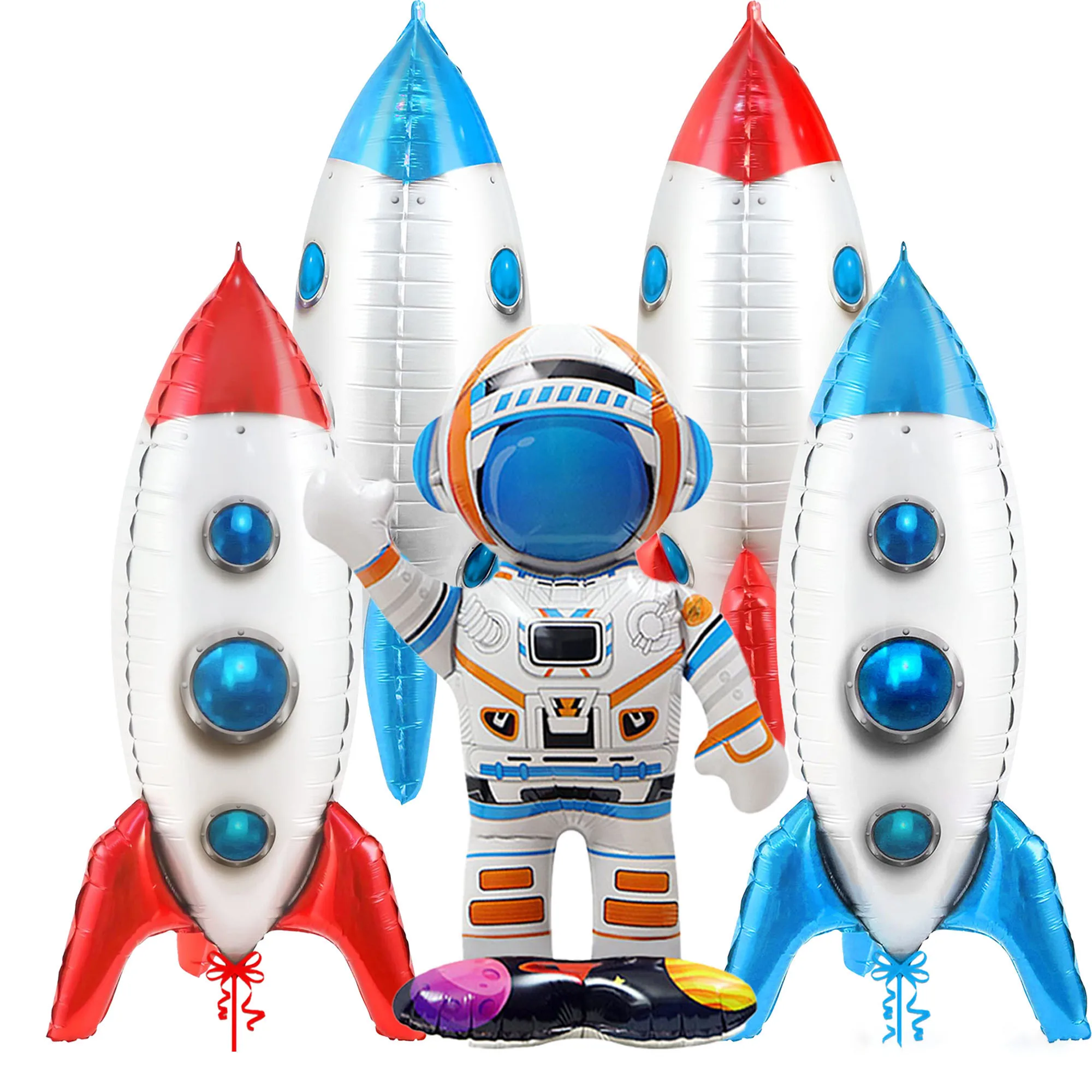 5Pcs 3D Space Foil Balloons Astronaut Rocket Ballons Set For Kids Happy ...