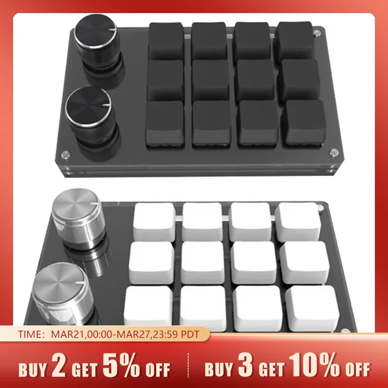 Romoral-Macro-Programming-Keyboard-12-Keys-2-Knob-Mini-Keyboard-DIY ...