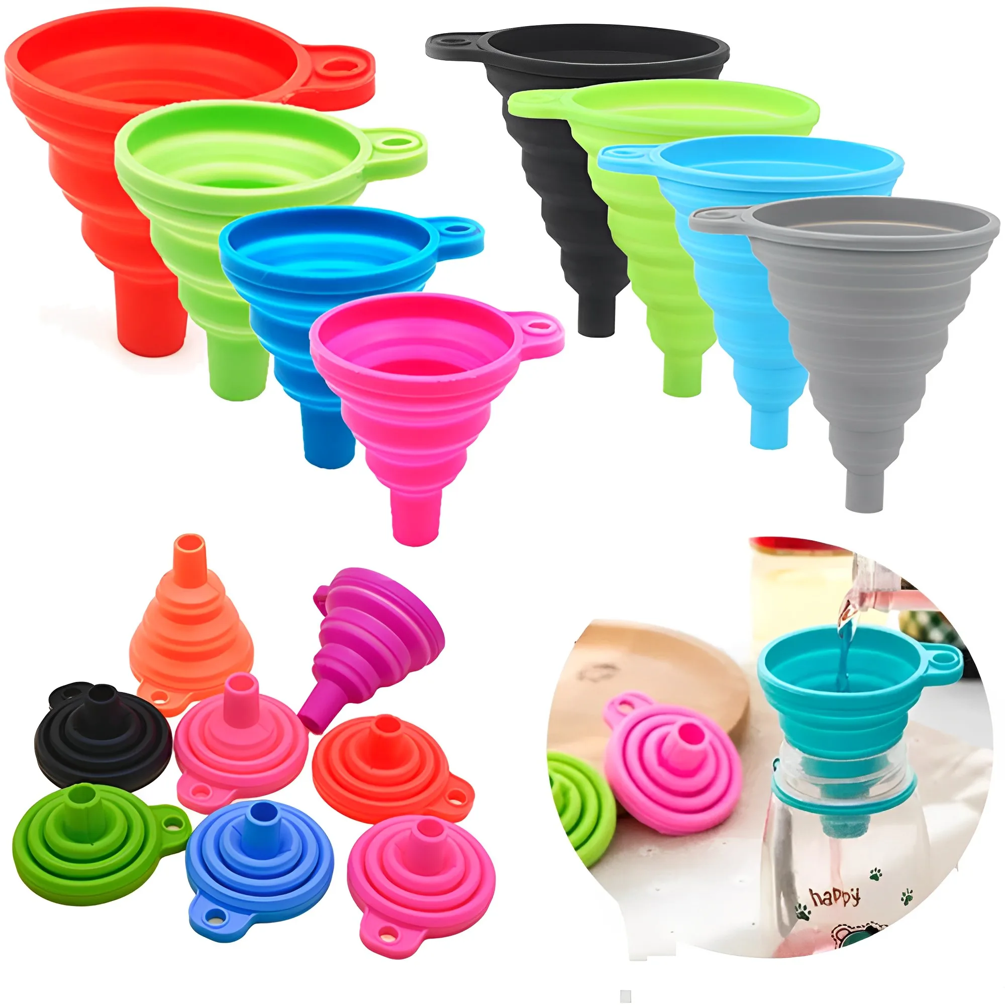 Universal-Foldable-Car-Engine-Funnel-Silicone-Liquid-Funnel-Washer ...