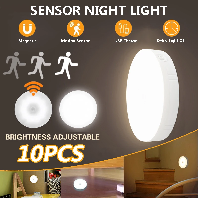 Motion-Sensor-LED-Night-Light-Rechargeable-Dimmable-Magnet-Night-Lamp ...