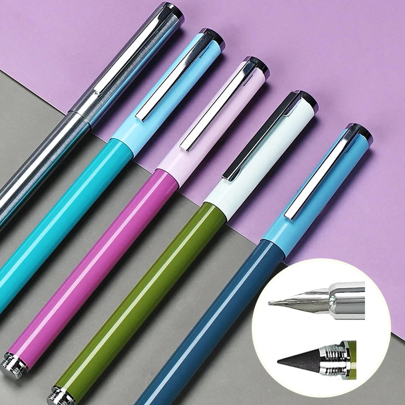New Extra Fine Nib Metal Fountain Pen Novelty Eternal Pencil Dual ...