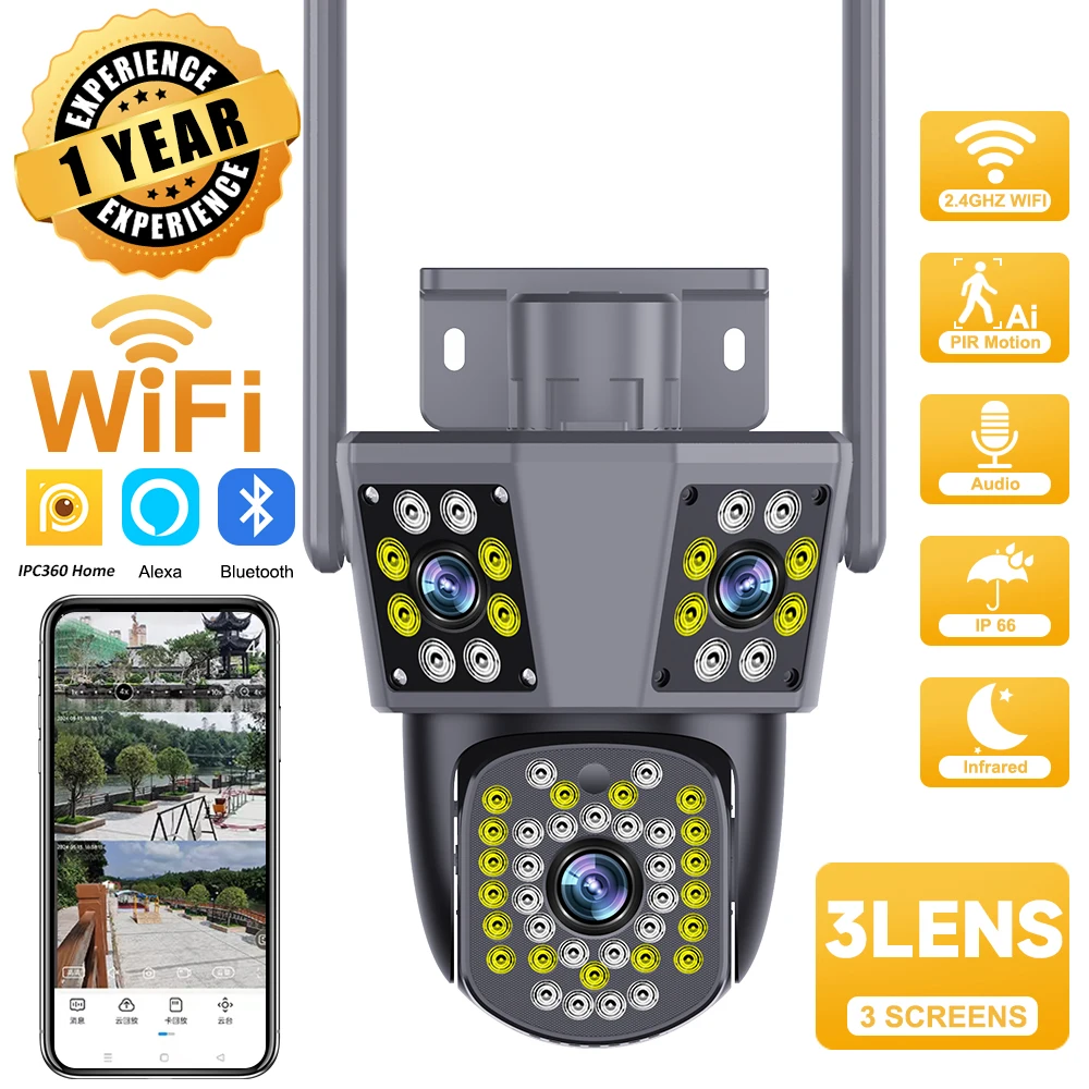 3-lens-3-Screens-WIFI-IP-Outdoor-Camera-Motion-Tracking-PTZ-Video-CCTV ...