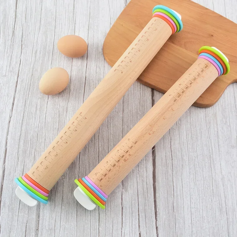 Beech-wood-rolling-pin-adjustable-flour-stick-pressing-stick-with-scale ...
