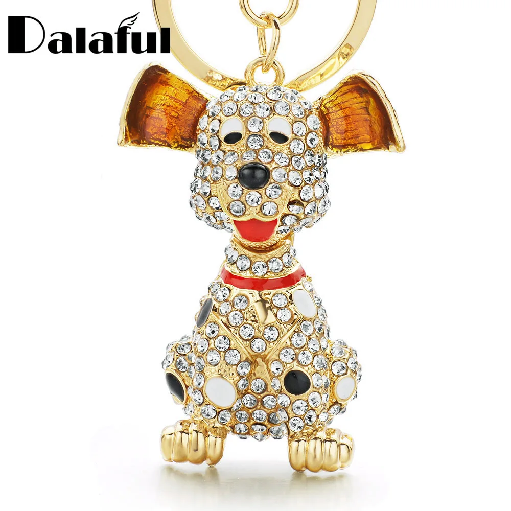 Dalaful Dalmatian Dog Crystal Handbag Pendant Keyrings Keychains For ...