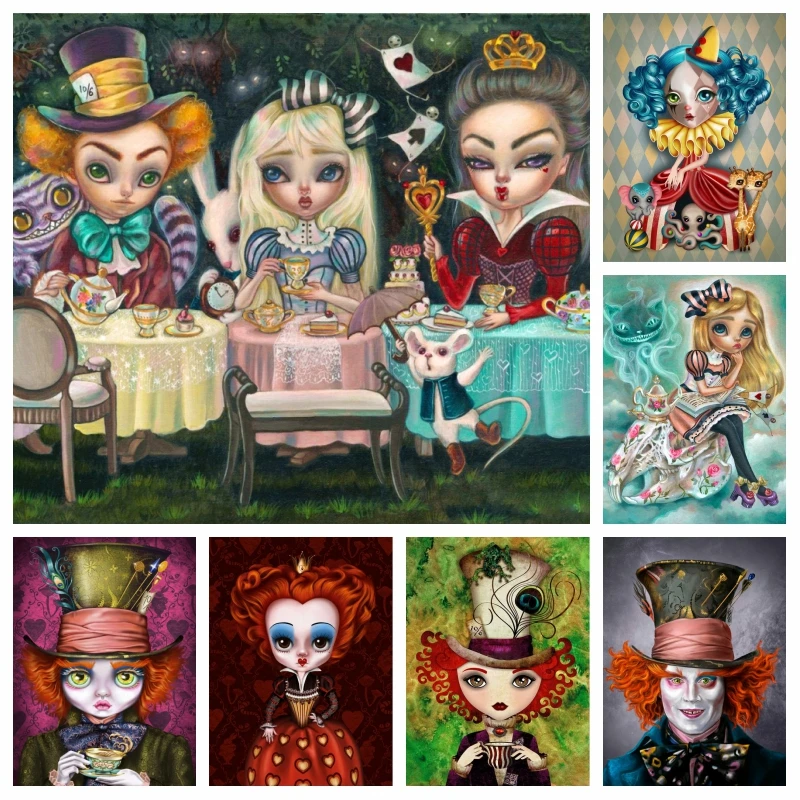 Diamond Painting Cross Stitch Alice Wonderland | Alice Wonderland Diamond Mosaic - Diamond ...