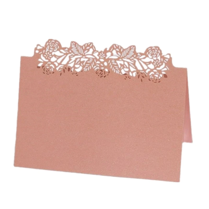 50pcs-Pearly-Paper-Placecards-Wholesale-Creative-Hollow-Leaf-Greeting ...