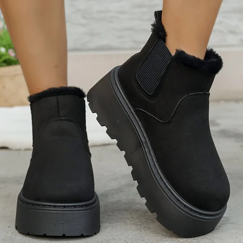 Botas de nieve con plataforma de Color sólido de estilo británico para ...