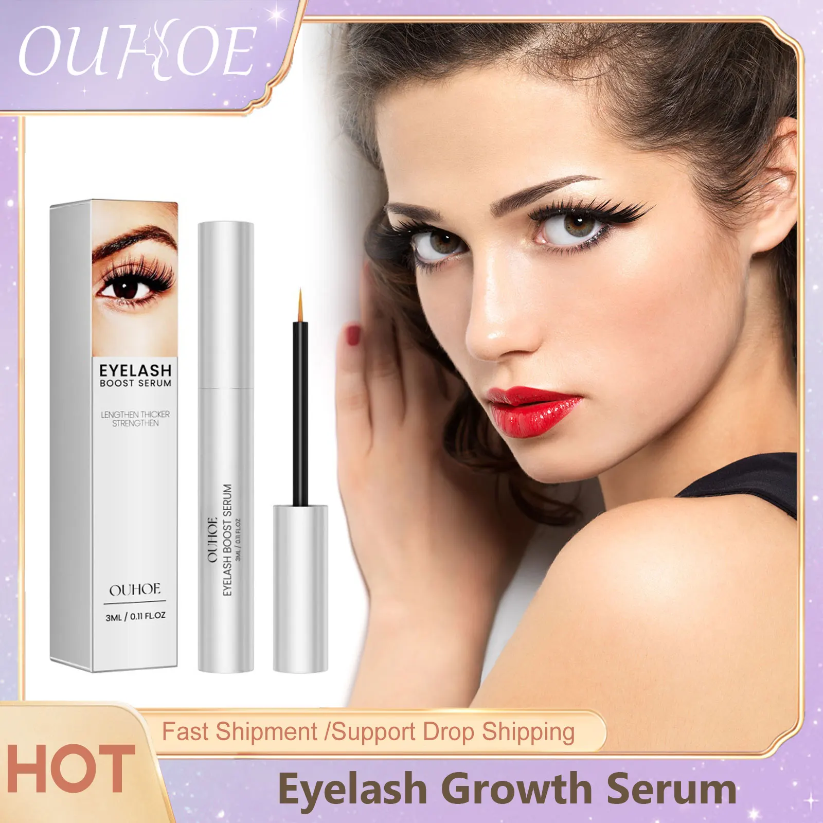 Eyelash Growth Serum Fast Black Natural Curling Lengthen Eyebrow Makeup ...