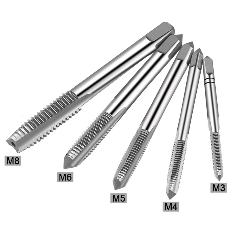 5 Pcs Taps Drill M3 M4 M5 M6 M8 Straight Slot Metric Male Thread Plug ...