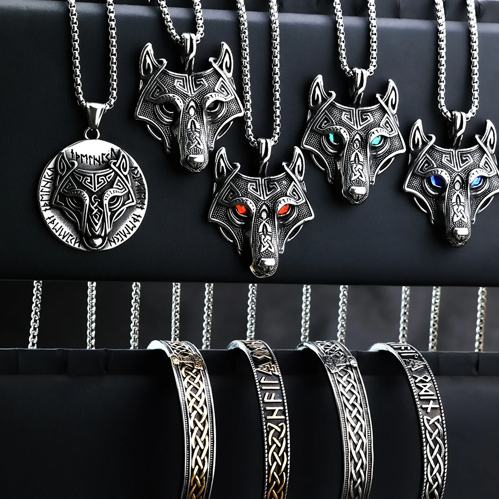 Colgante-de-GEMA-de-cabeza-de-Lobo-celta-Vikingo-pulsera-personalizada ...
