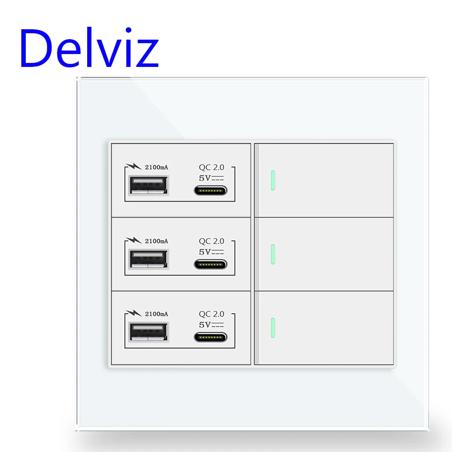 Delviz 2A USB Charging Socket,Type C USBA+USBC charger port,switch ...