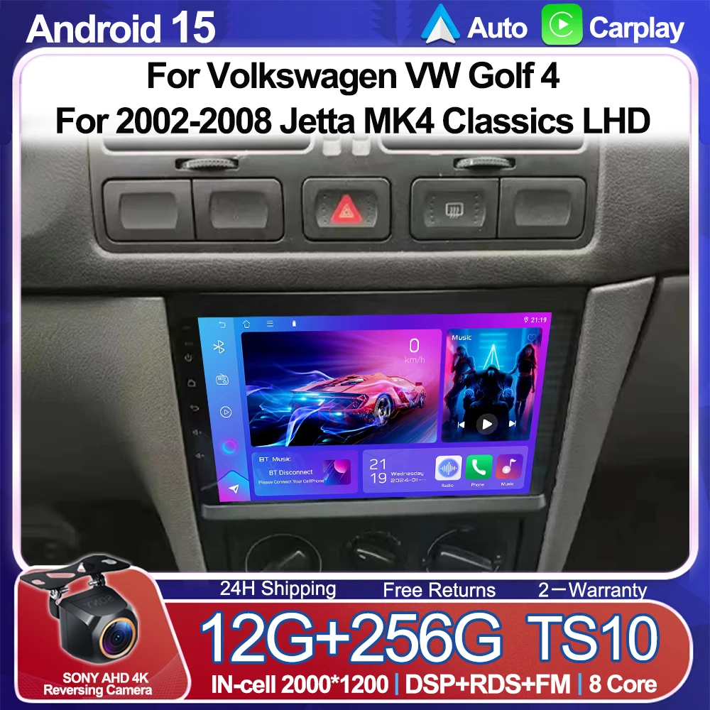 Radio estéreo de coche para Volkswagen VW Golf 4 para 2002-2008 Jetta ...