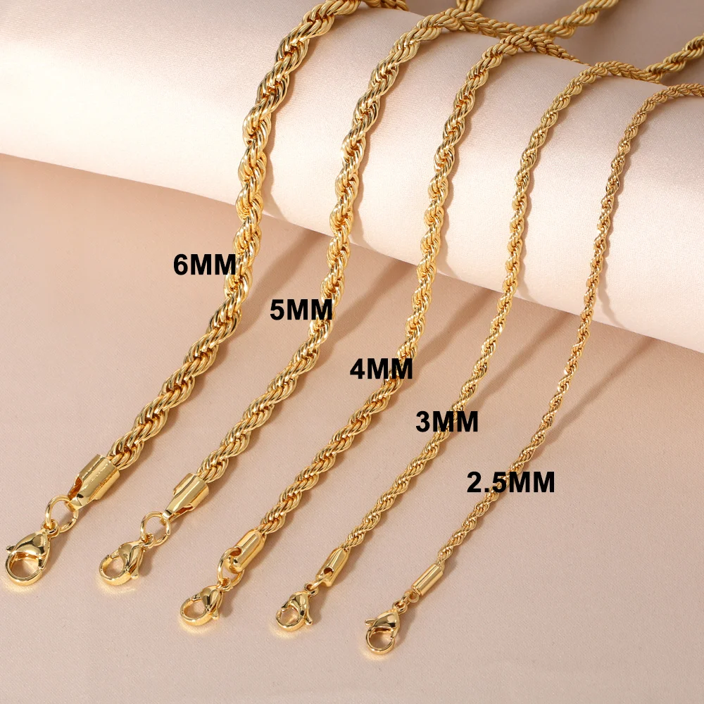 OCESRIO Trendy Gold Color 3/4/5/6mm Twisted Rope Chain Copper Gold ...