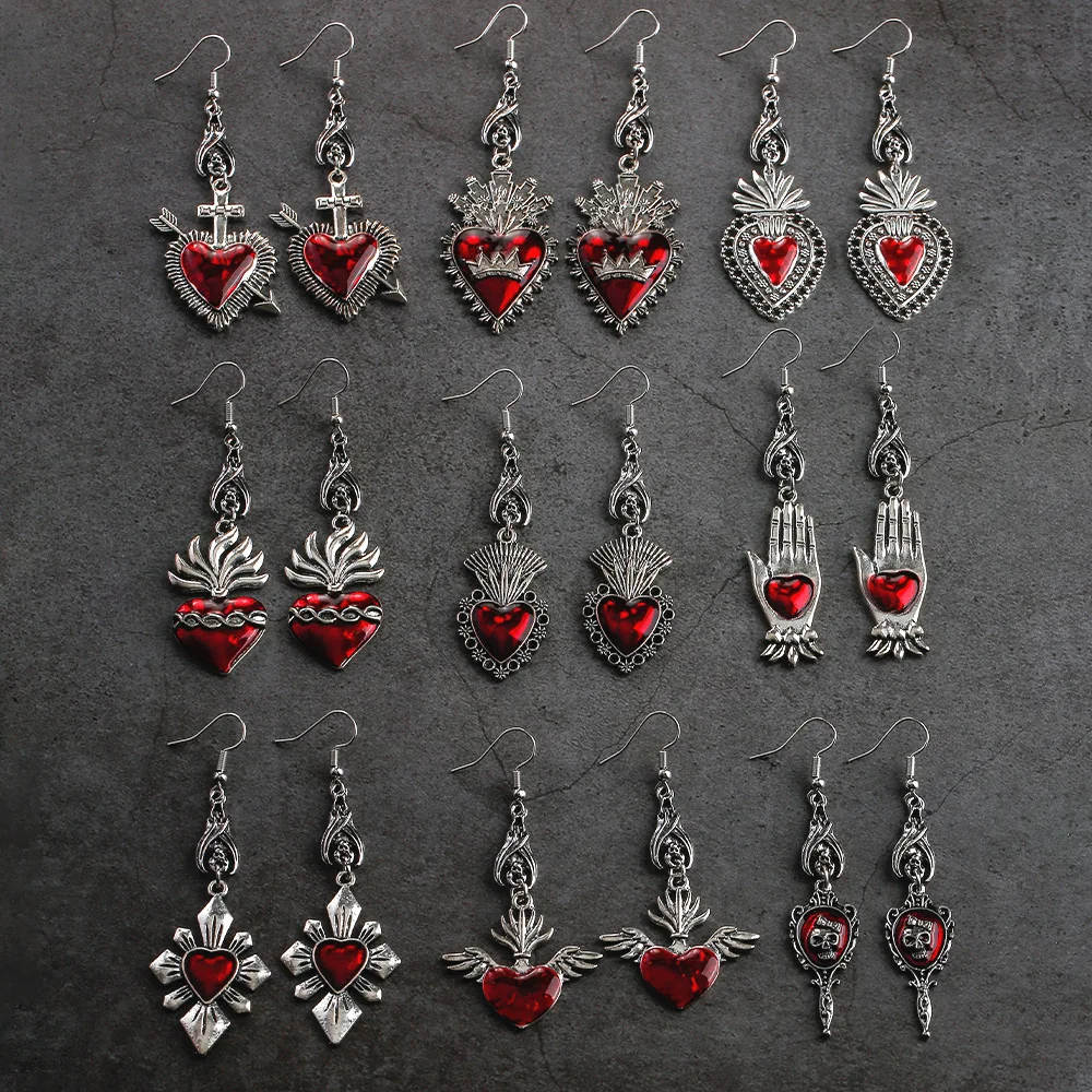 New Dark Vintage Gothic Collection Earrings Sacred Heart Goth Halloween ...