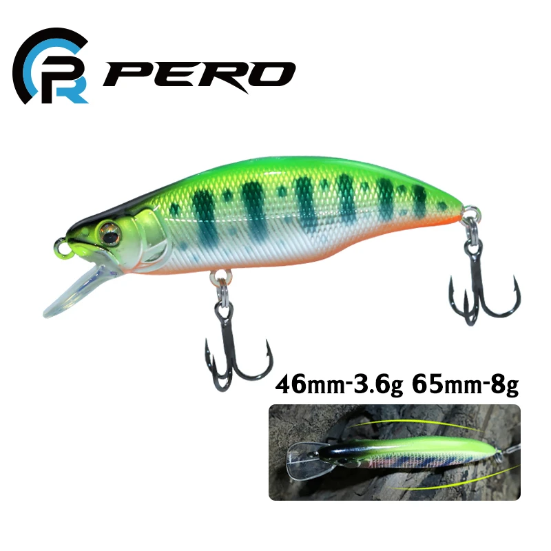 Pero Sinking Trout Fishing Lure 46mm 3.6g/65mm 8g Minnow Wobblers ...