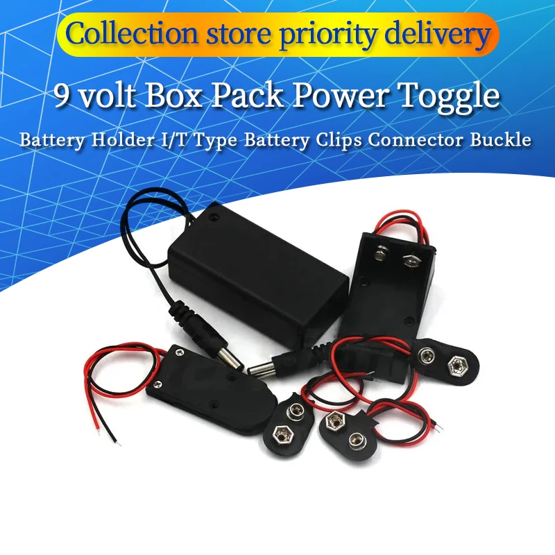 1PCS-9-volt-Box-Pack-Power-Toggle-Black-9V-Battery-Holder-I-T-Type ...