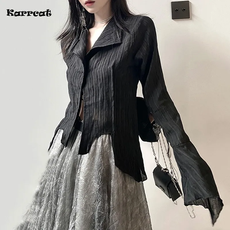Karrcat-Gothic-Black-Shirts-Irregular-Yamamoto-Style-Flare-Sleeve ...