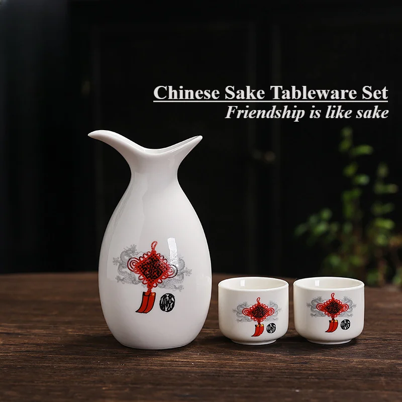 Ceramic-Sake-Set-3Pcs-Cups-Household-Tavern-Replica-Antique-Liquor ...