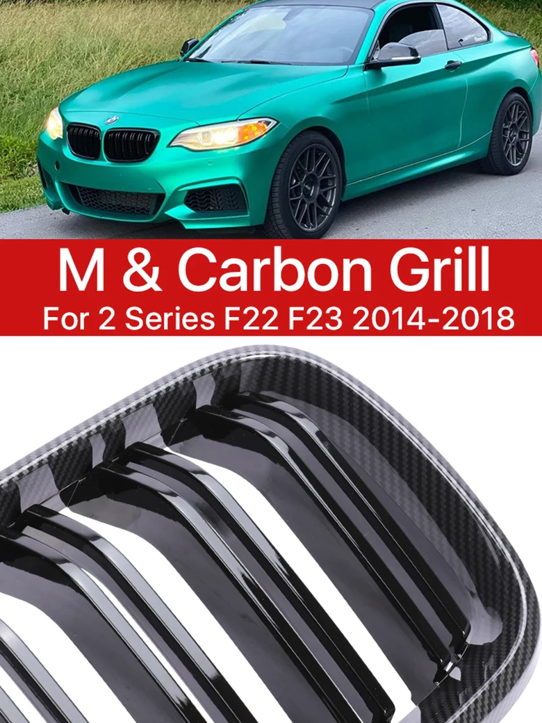Lower-Front-Bumper-Kidney-Grills-Carbon-Fiber-M-Color-Facelift-Grille ...