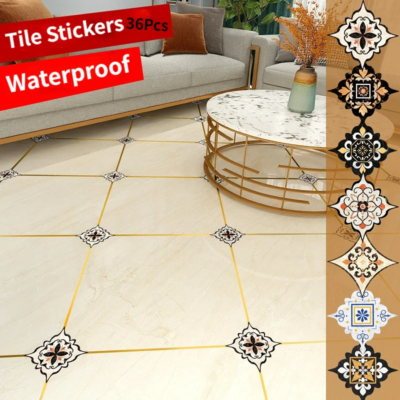 36pcs/set Hard Tiles Ceramics Wall Sticker Kitchen Wardrobe Home Decor ...