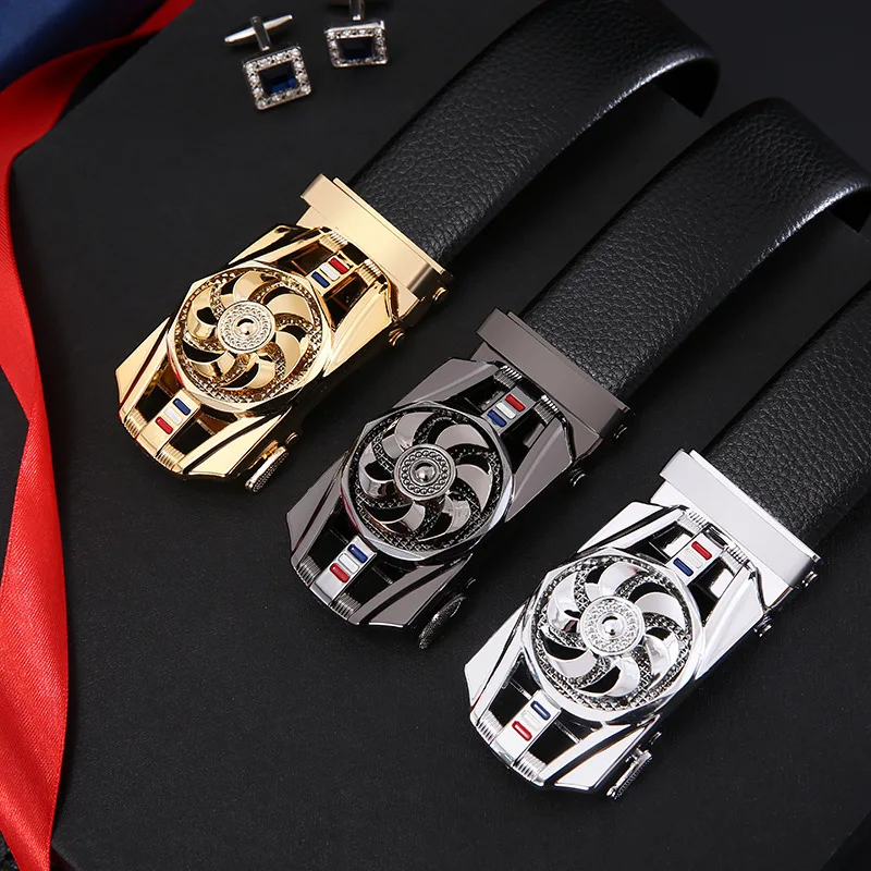 Belt for Man Metal Rotatable Buckle PU Leather Belt High Quality Men ...