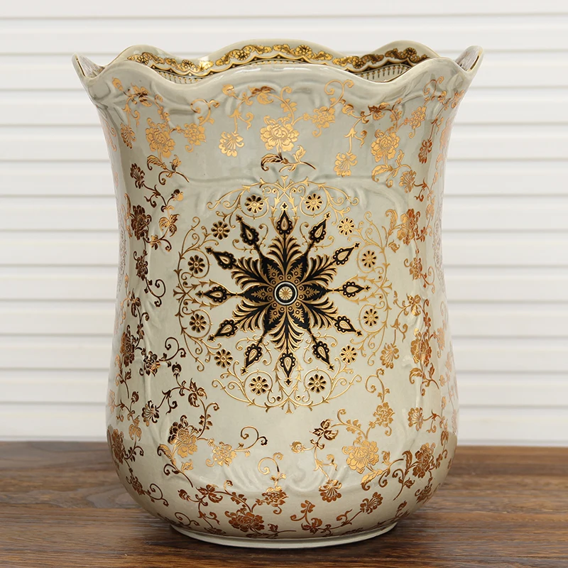 European Ceramic Storage Bin Creative Living Room Trash Can Modern Home ...