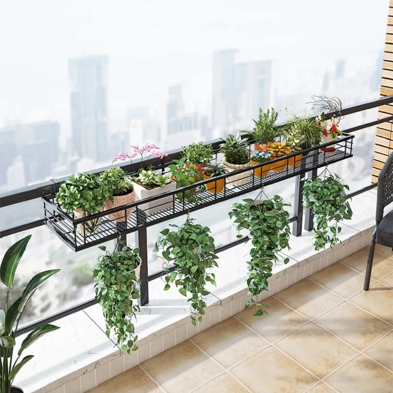 Balcony-flower-rack-wrought-iron-succulent-radish-flowerpot-decorative ...