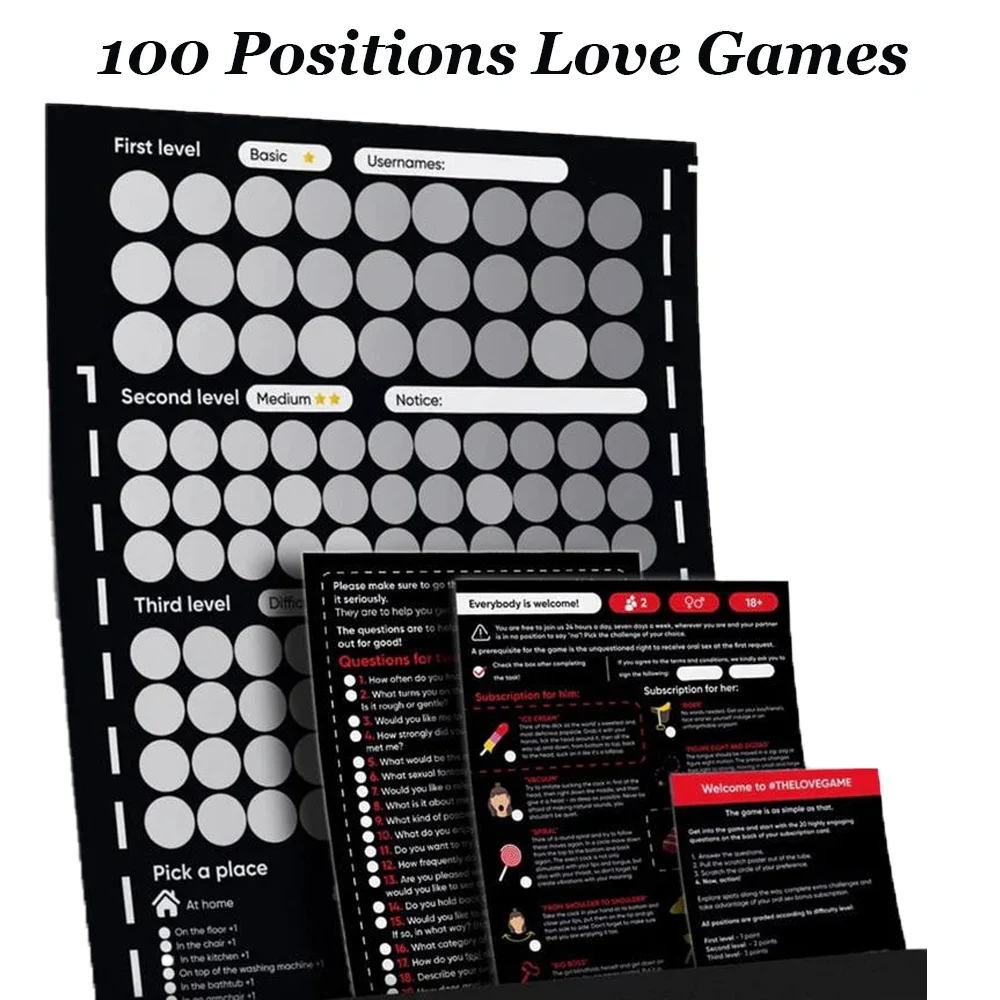 100 Sex Position Game Couples Sex Position Scratch Board Poster Love ...