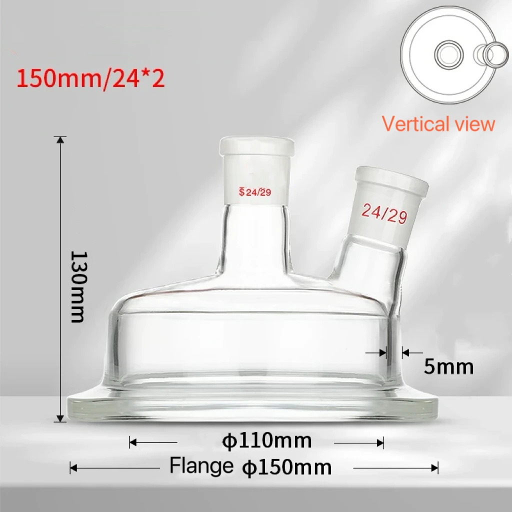 150mm Flange, 24/29 Joint,2-Neck Glass Reactor Lid Two Necks Use for ...
