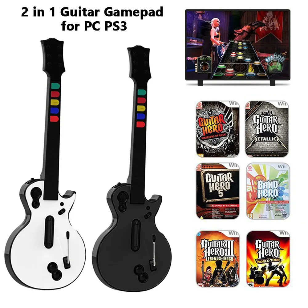 2 In 1 Wireless Guitar Hero Controller With Adjustable Strap Games ...