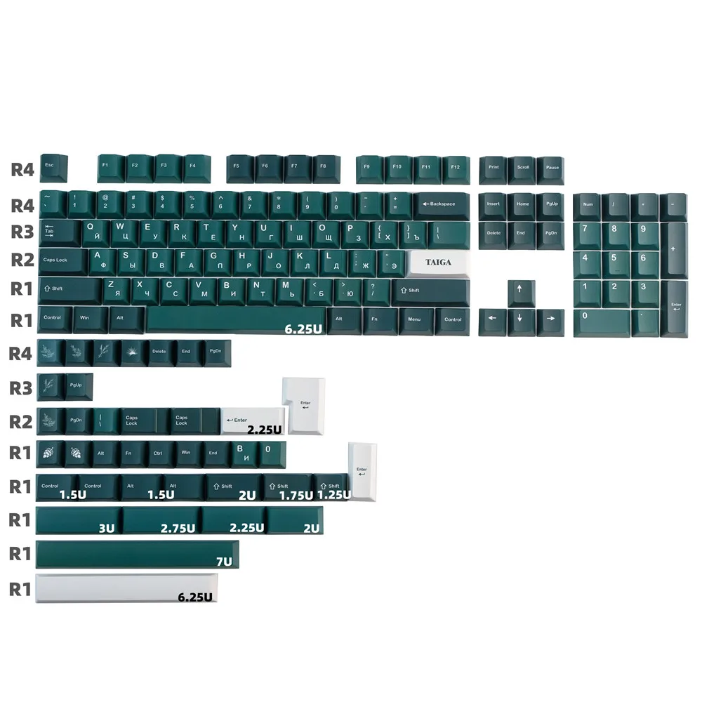 GMK Taiga Keycaps Russian 142 Keys Cherry Profile PBT Full Sets DYE ...