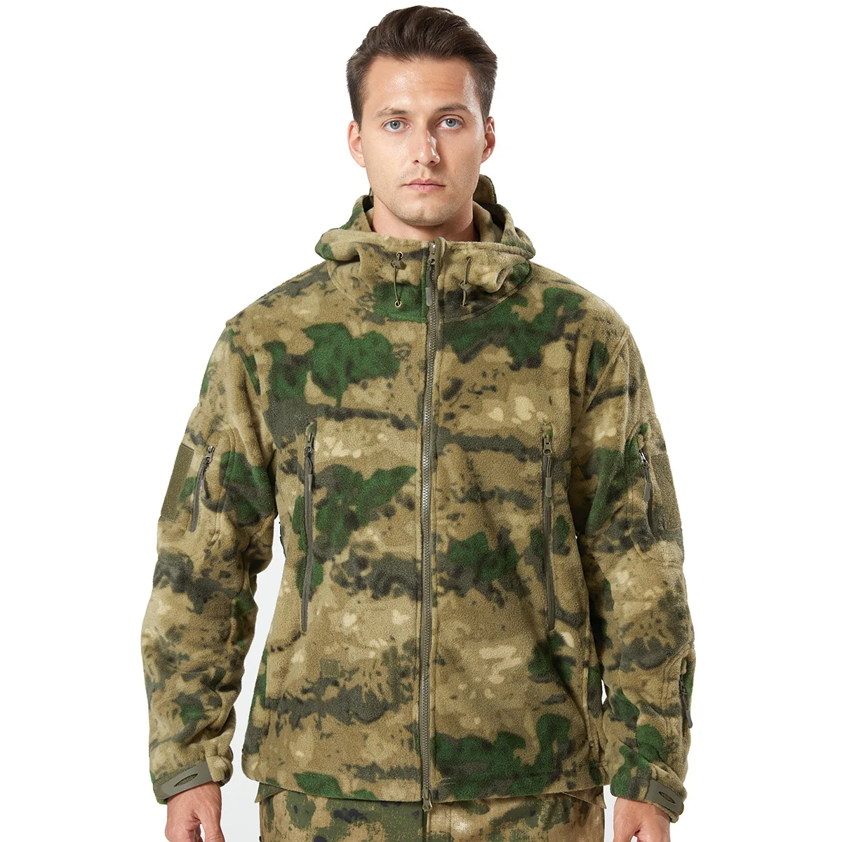 EMR MOX Military Camo Spring Winter Fleece Jacket With Hoodie Tactical ...