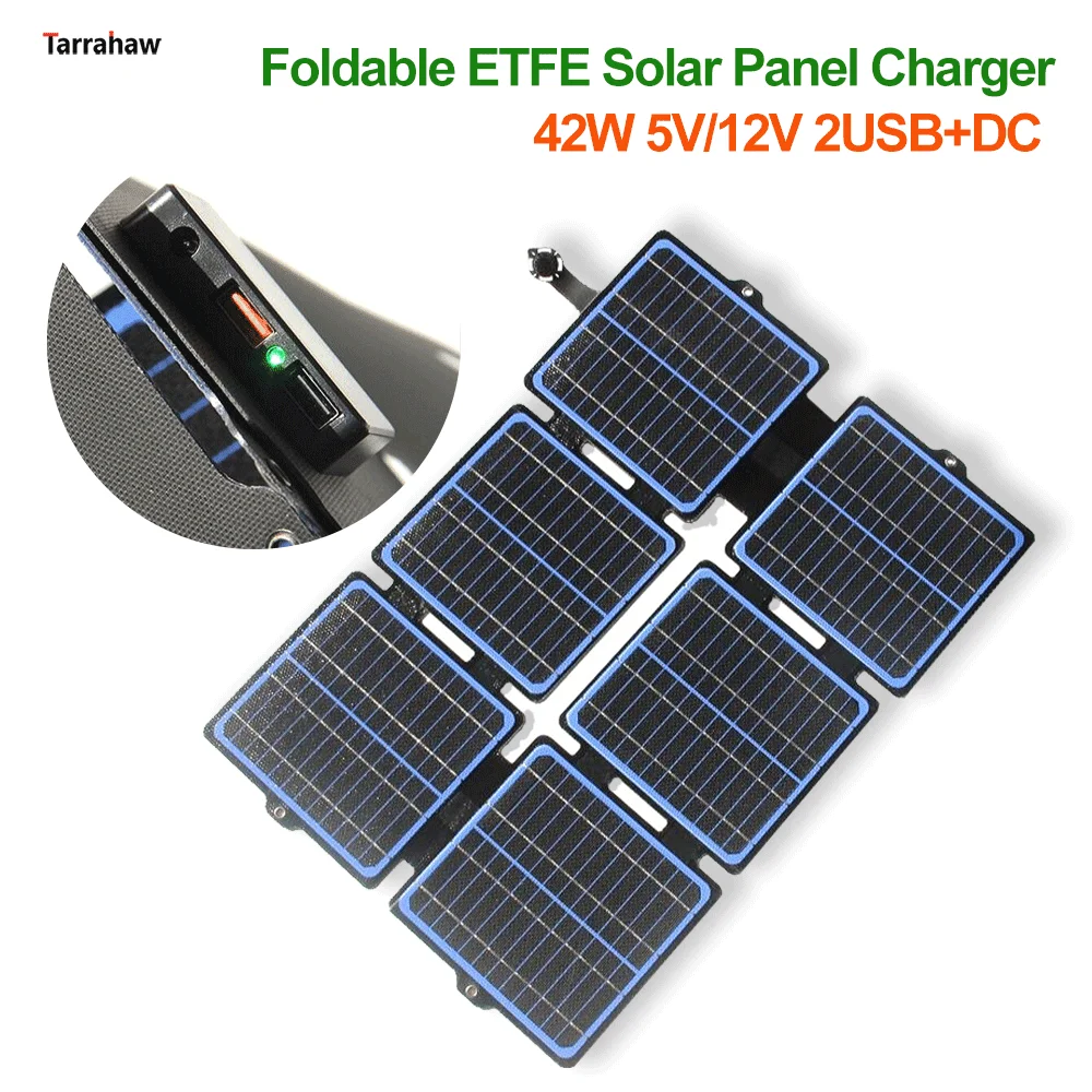 ETFE 42W Folding Solar Panel 12volt Solar Cell DC USB Fast Charge ...