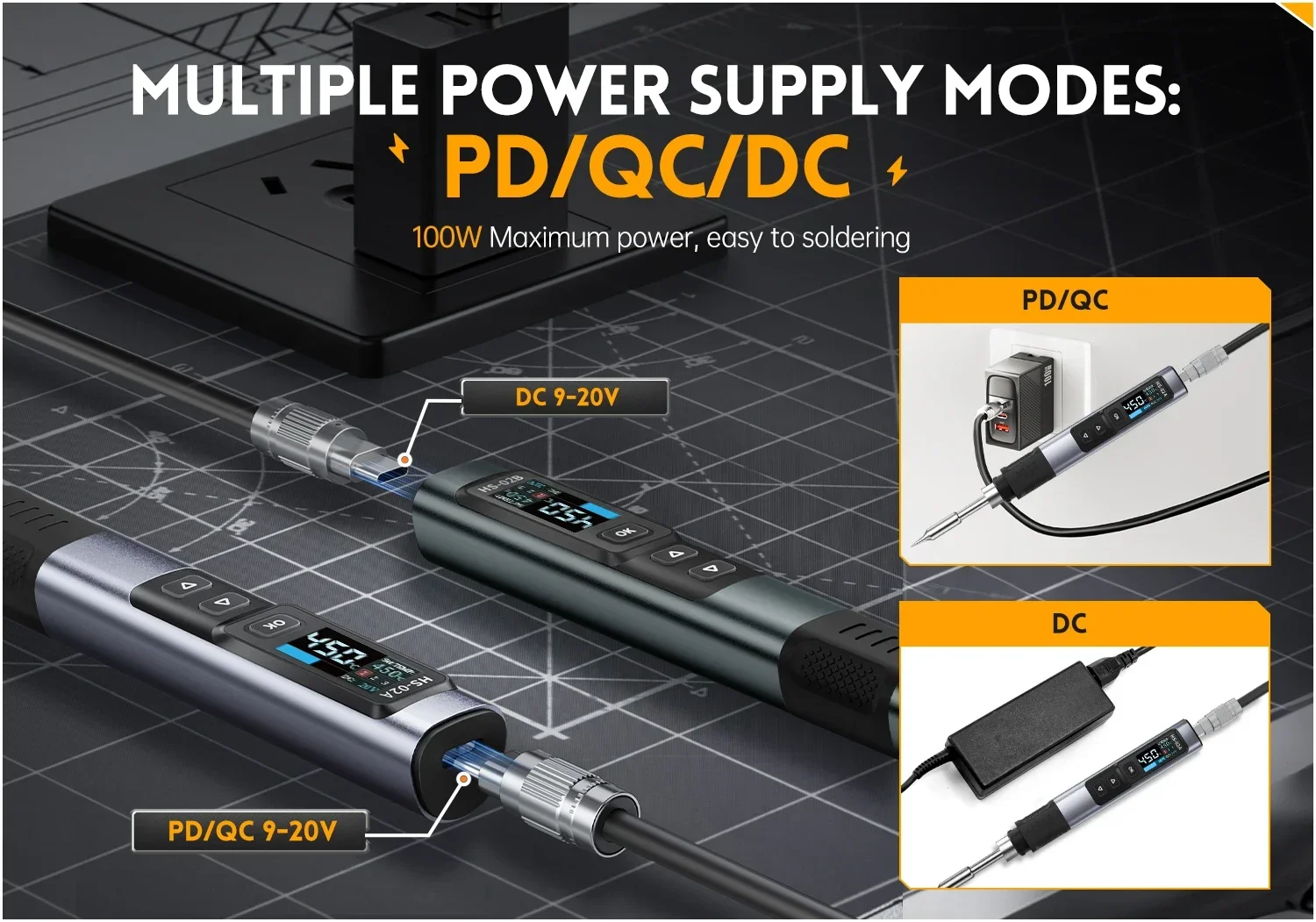 FNIRSI HS-02 Портативный электрический паяльник 24В 100Вт | AliExpress