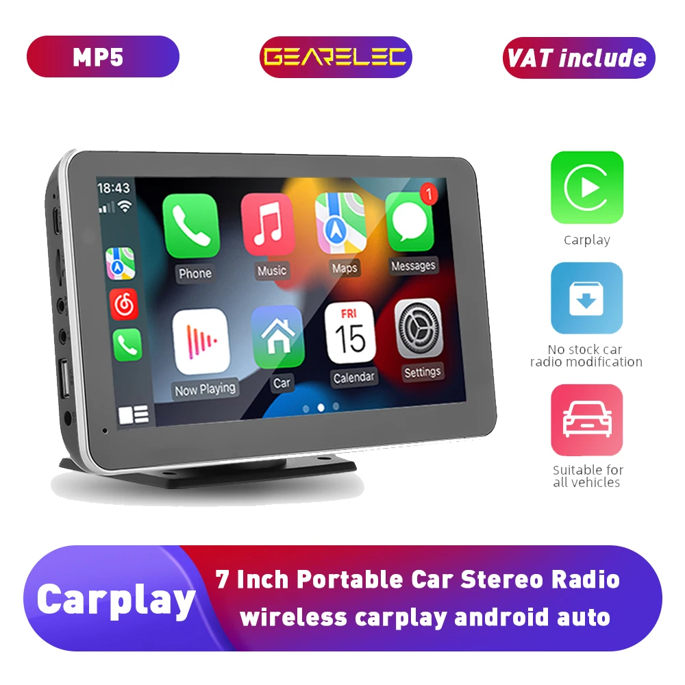 7 Polegada portátil carro estéreo rádio sem fio carro jogar android ...