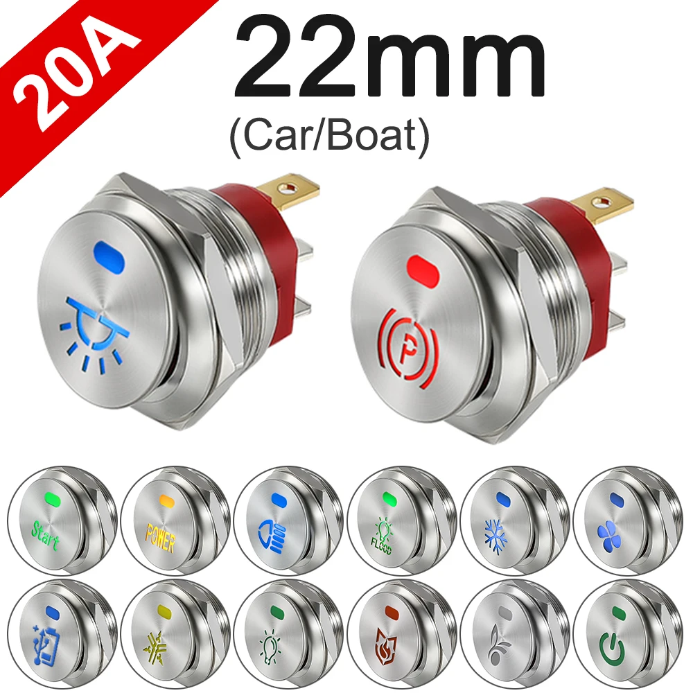 22mm Custom Metal Toggle Rocker Switch For Car RV Auto Boat Start Stop ...