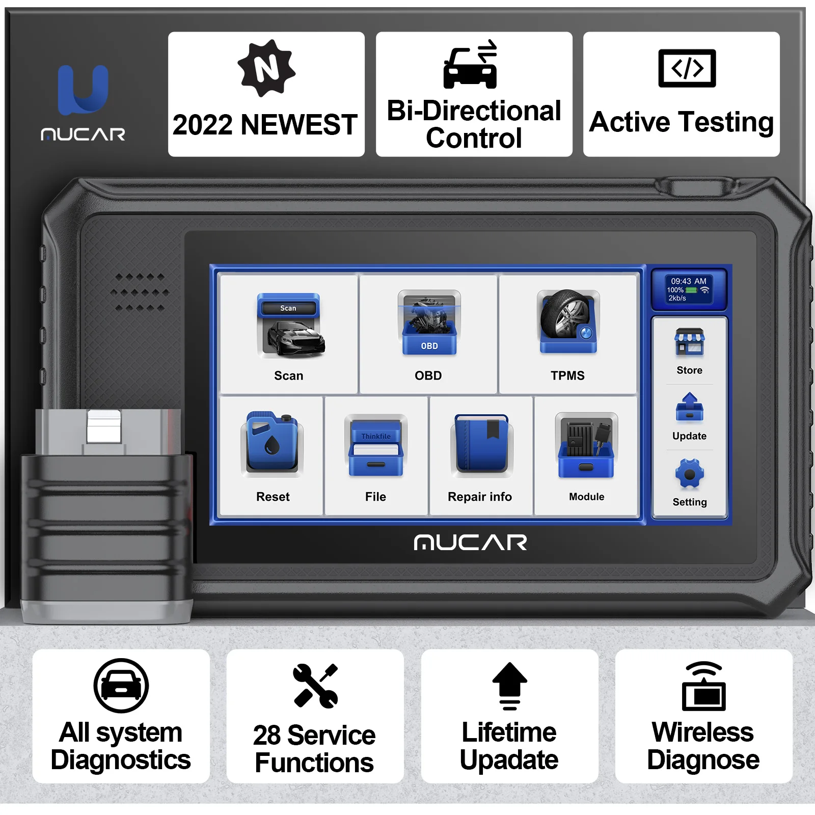 MUCAR VO6 OBD2 Scanner 2023 New OE Level Full System Automotive Scan ...