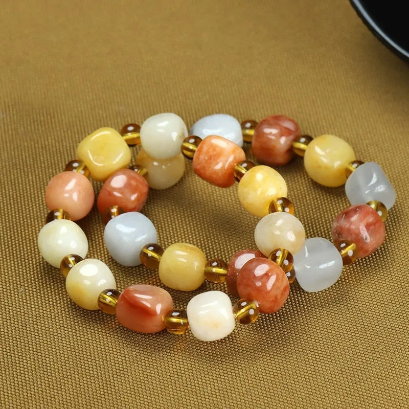 Natural Colorful Golden Silk Jade Bracelet Jadeite Jewelry Women ...