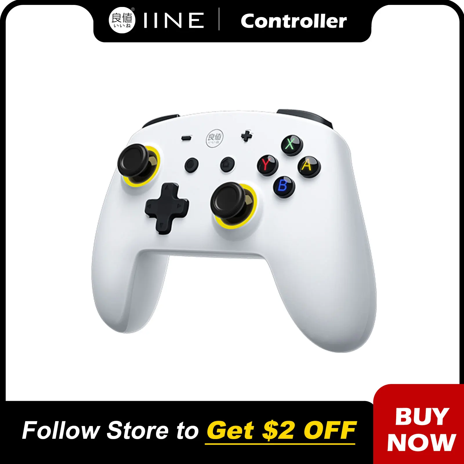 IINE-Robot-White-Wireless-Controller-Macro-Programming-Pro-Controller ...