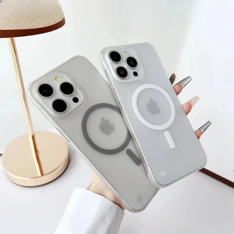 Magnetic-Matte-Translucent-Frameless-Phone-Case-For-iPhone-11-12-13-14 ...