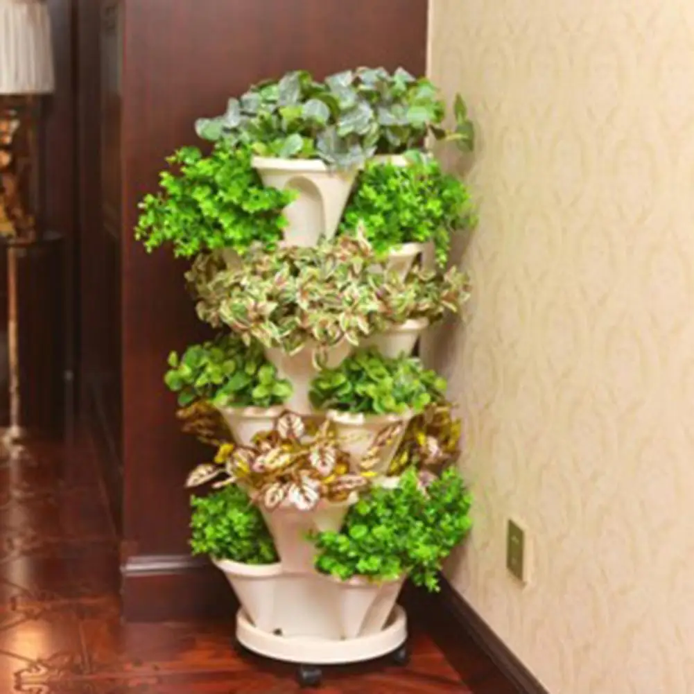 Stackable-Multi-tiers-Flower-Pot-Flower-Pot-Non-slip-Plastic-Vertical ...