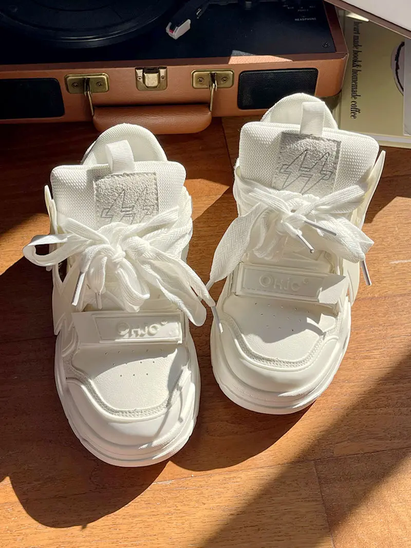 Women-2023-White-Sneakers-Lightning-Appliques-Shoes-Breathable-Thick ...